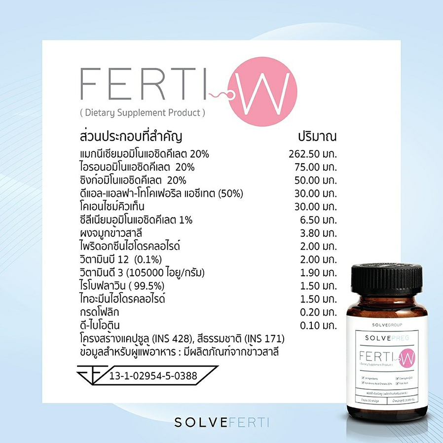Solve Ferti W วิตามินบำรุงไข่ สำหรับผู้หญิง Set 2 กระปุก Punnita Authorized dealer - punnita ...