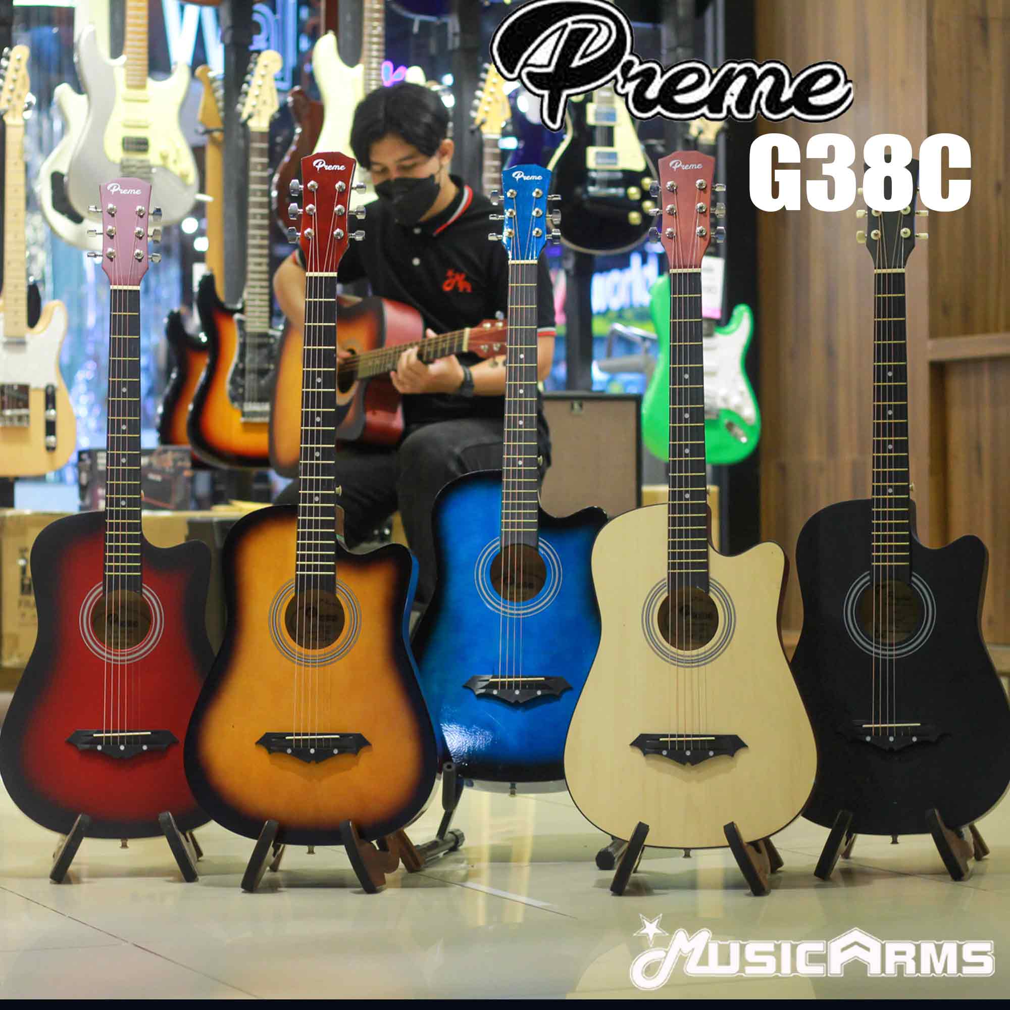 Preme G38C กีต้าร์โปร่ง 38 นิ้ว Original ของแท้ ส่งทุกวัน เล่นง่าย ไม่ ...