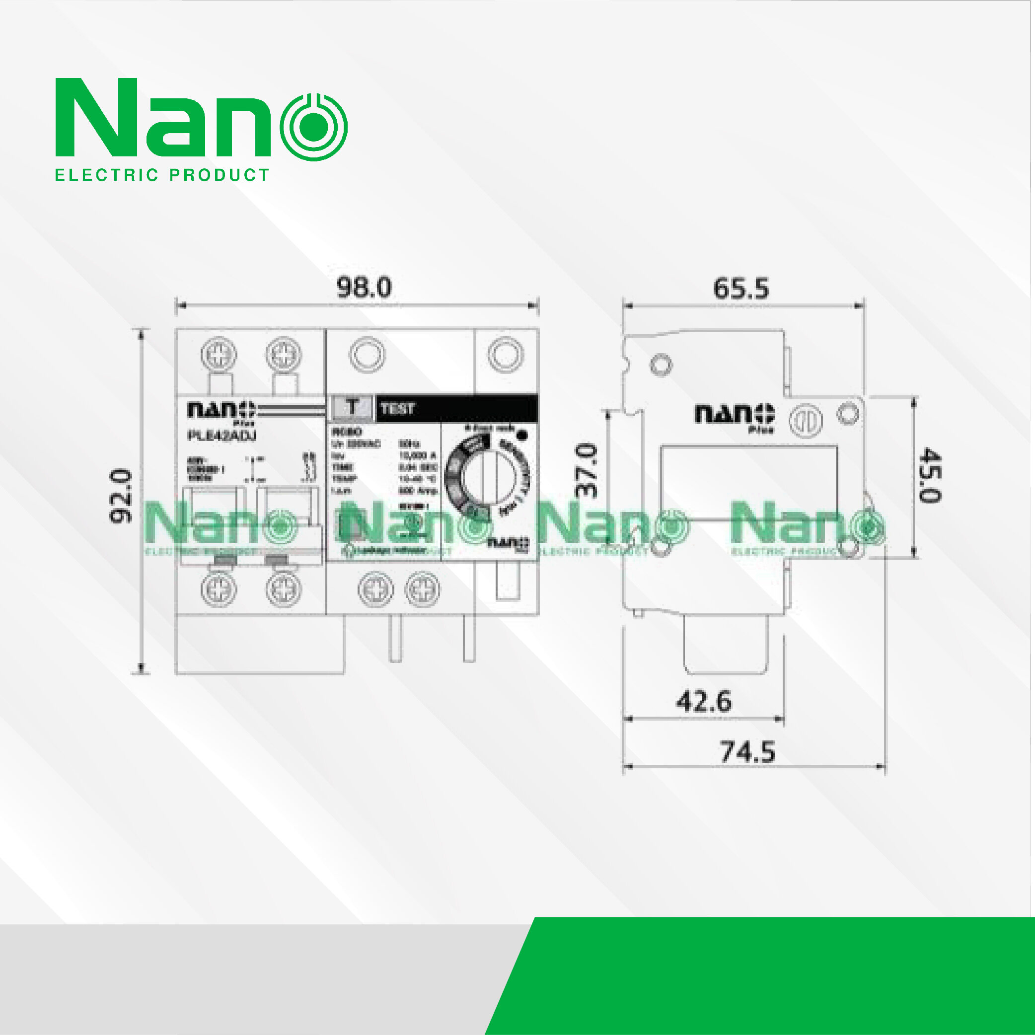 RCBO NANO PLUS เซอร์กิตเบรกเกอร์กันดูด สามารถปรับได้ตั้งแต่ 10, 20, 30 ...