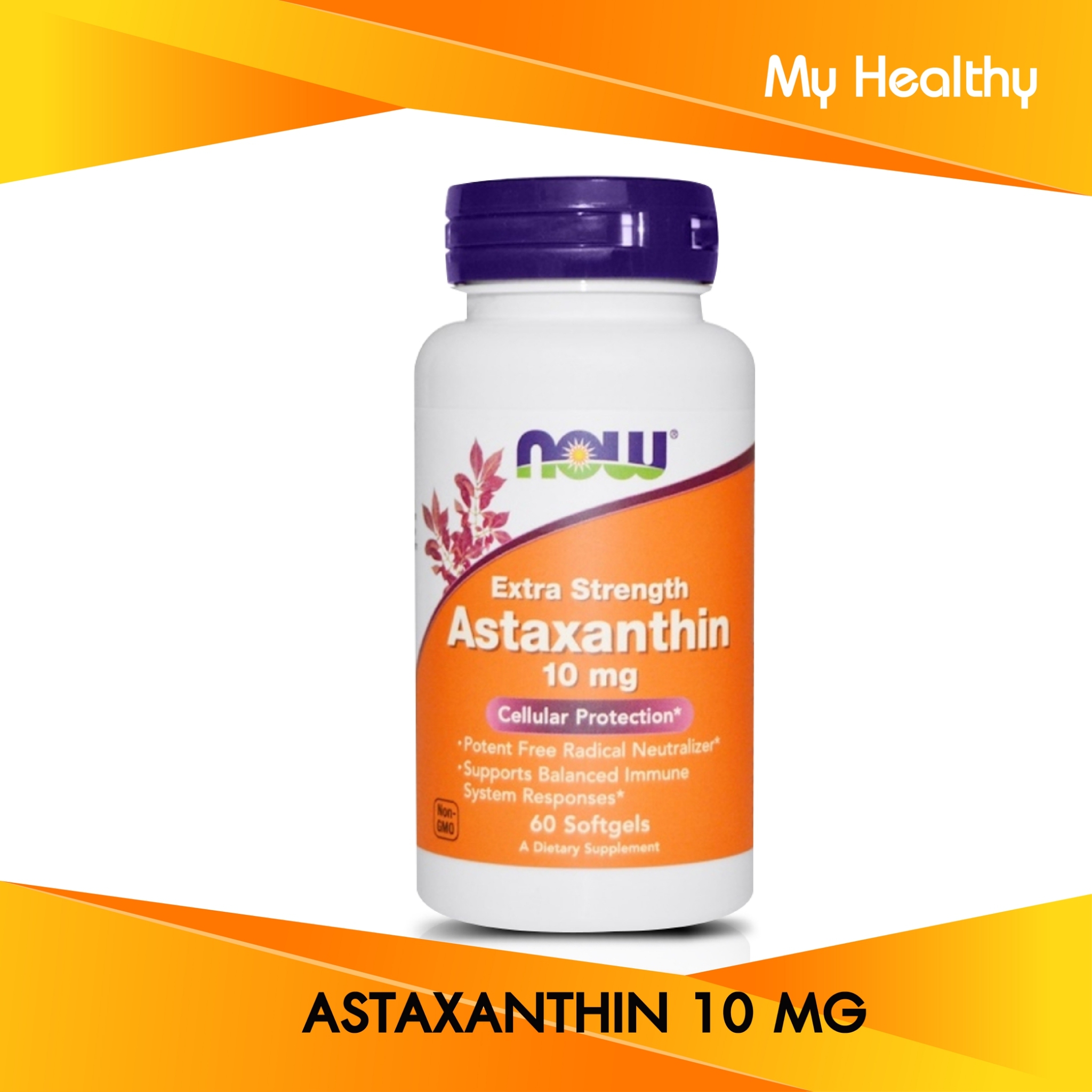 [Exp2025] แอสต้าแซนธิน สารสกัดจากสาหร่ายสีแดง Now Foods Astaxanthin 10 mg 60 Softgels | Lazada.co.th