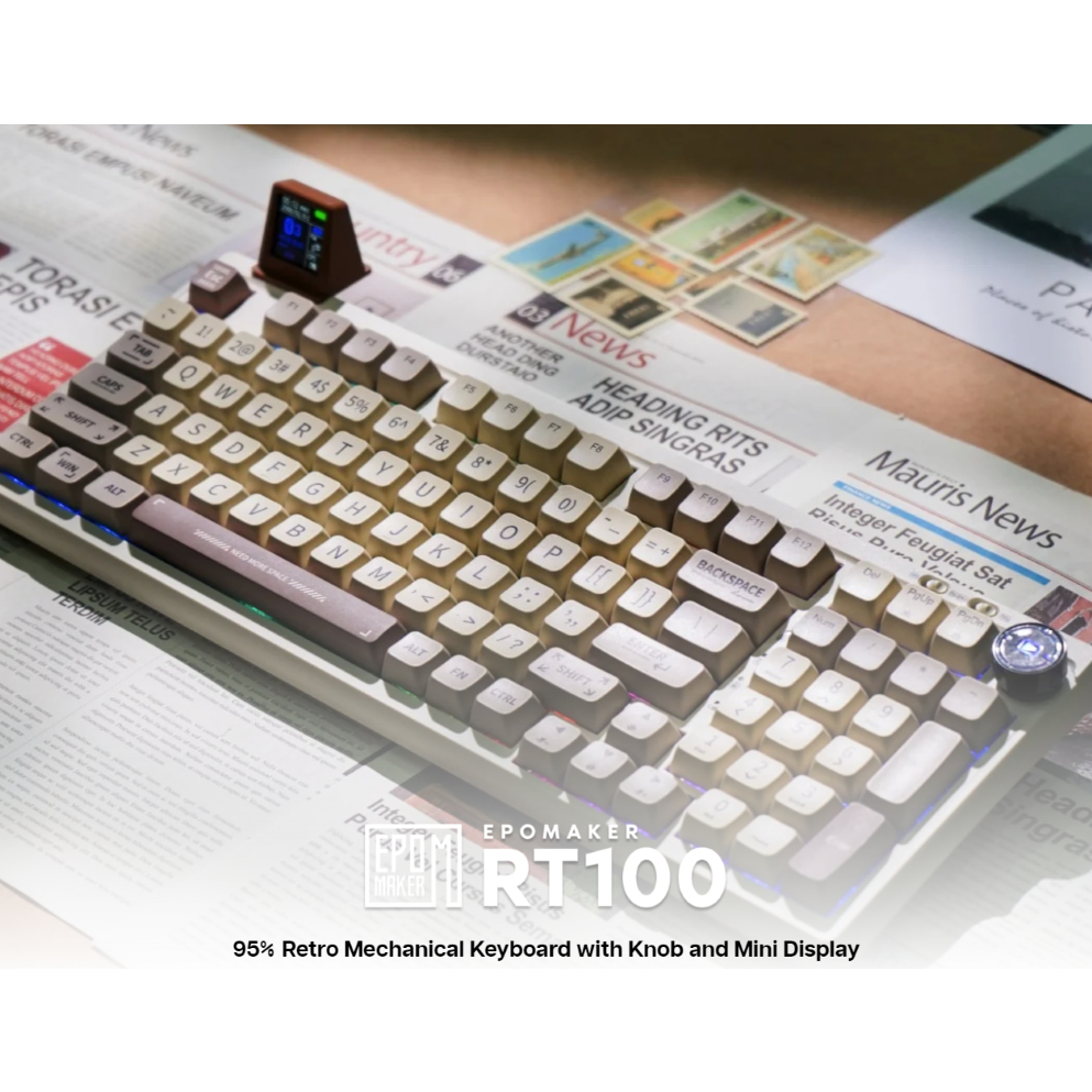(PRE-ORDER) EPOMAKER RT100 95 Retro Mechanical Keyboard with Knob and ...