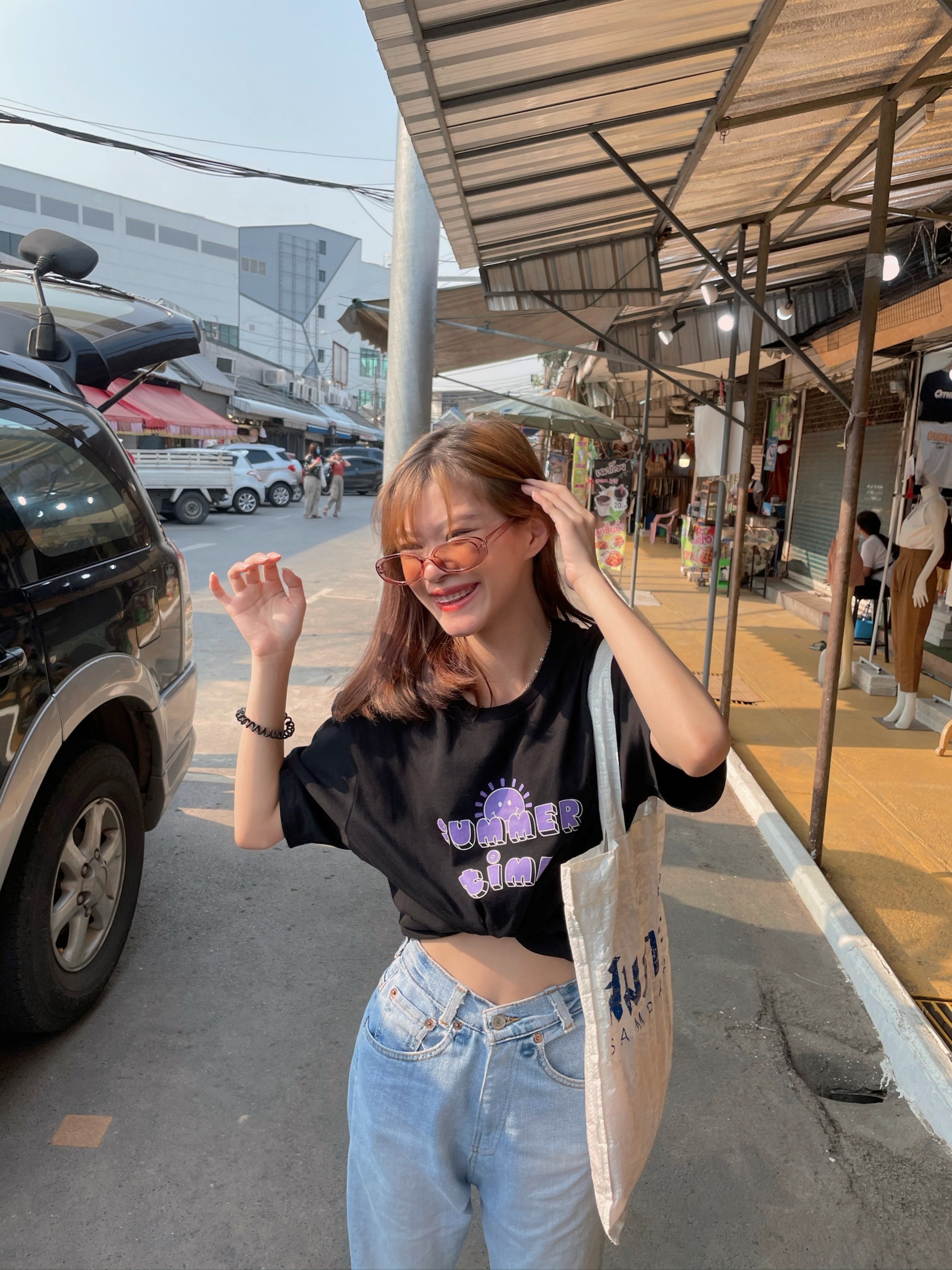 Lunashopเสื้อยืดผู้หญิงแขนสั้นแมวพิมพ์เสื้อน่ารักสบาย ๆ เสื้อยืดคอกลม ...