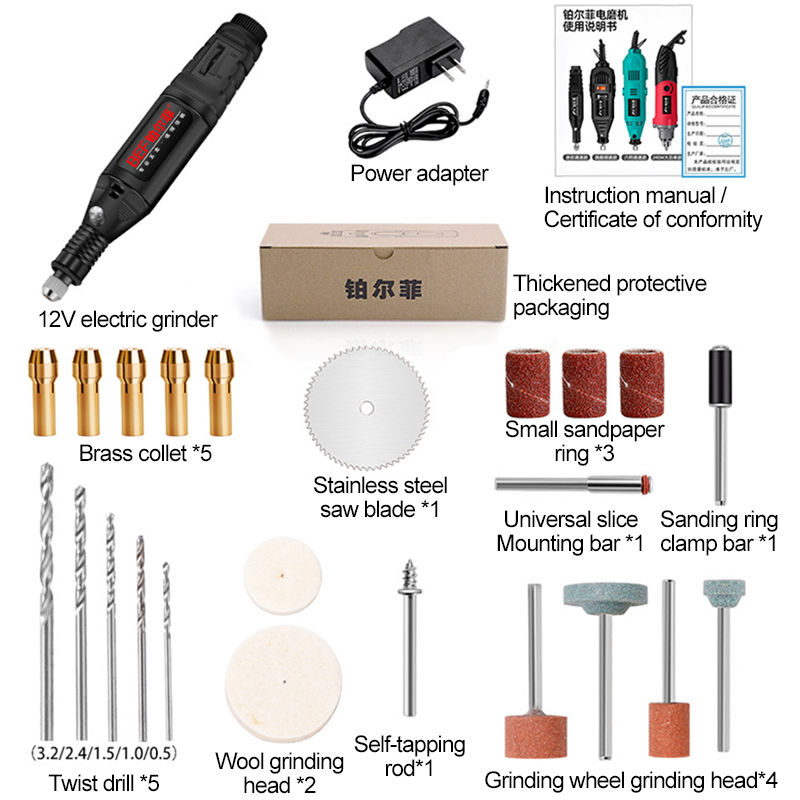 mini เครื่องเจียร์ เครื่องเจียร์ไฟฟ้า สว่านจิ๋วไฟฟ้า เครื่องมือแกะสลัก ชุด 25pcs/155pcs แกะสลัก ...