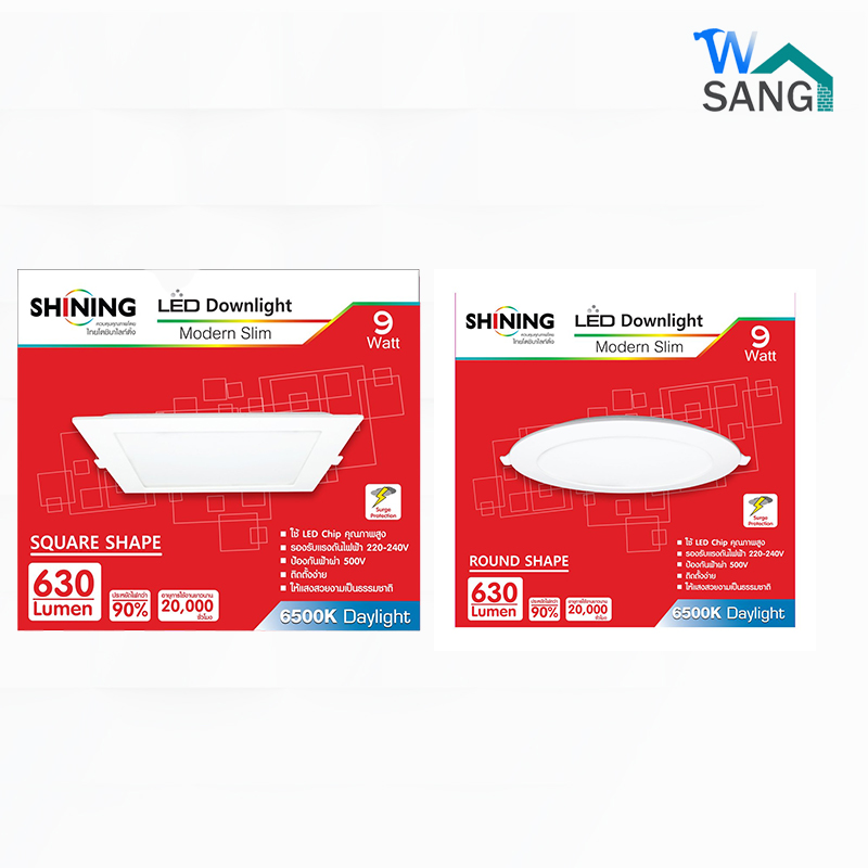 โคมไฟ โคมไฟฝังฝ้า SHINING LED Downlight Modern Slim 9W 12W 15W ทรงกลม ...