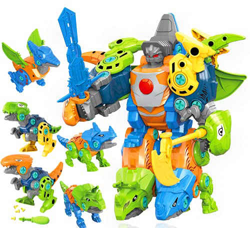 Take Apart Robot Toy 5 in 1 Transformer Dinosaur Toys Screwdriver ...