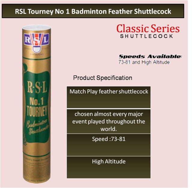 ลูกแบด Shuttlecock RSL Gold (แท้) รุ่น TOURNEY ราคา1หลอด - SP-cheap ...