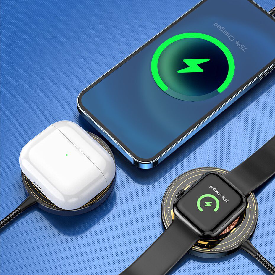 HOCO Magnetic Wireless Phone Charger 3in1 For iP 14 13 12 ProMax Watch ...
