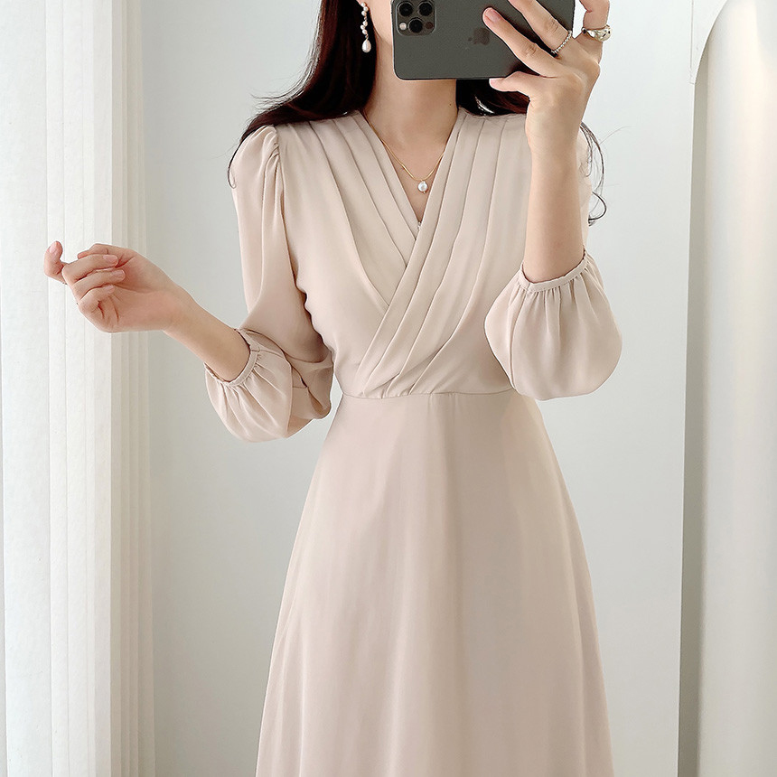 Rosalie dress เดรสยาวคลุมเข่า เดรสทำงาน เดรสออกงาน เดรสสไตล์เกาหลี TS963 - Fiona_store - ThaiPick