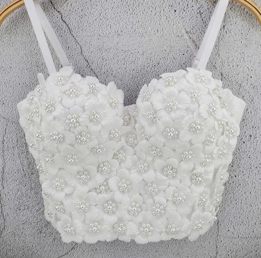 2021sexy Bra Tops Diamond Beading Flowers Tops Push Up Bralet Womens
