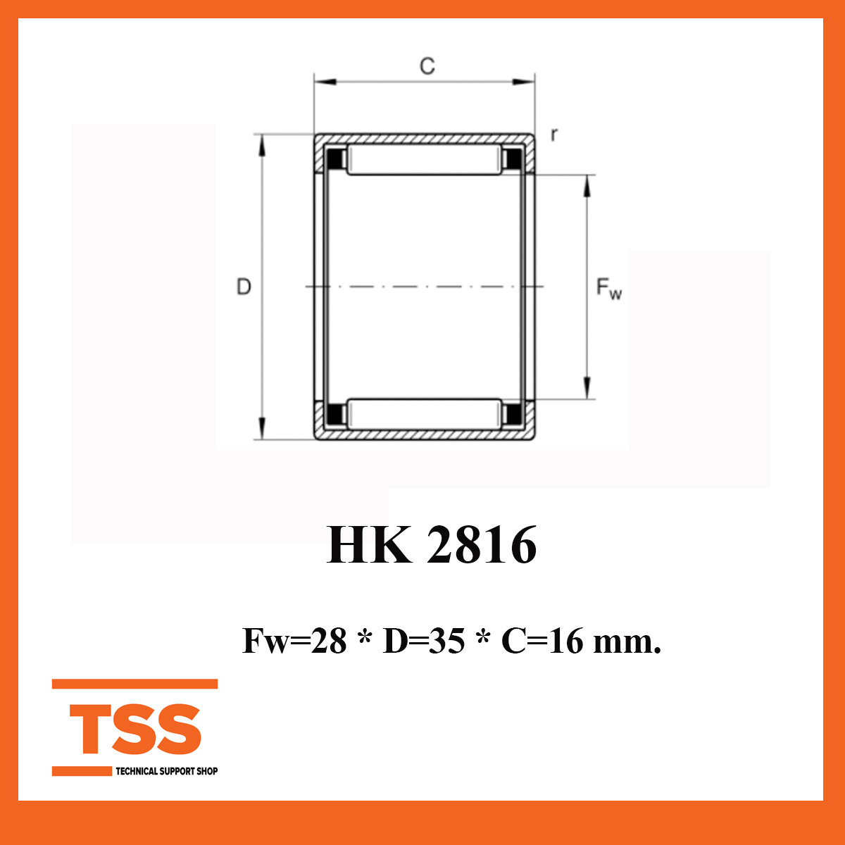 HK2816 ตลับลูกปืนเม็ดเข็ม (NEEDLE ROLLER BEARINGS) HK 2816 - Technical ...