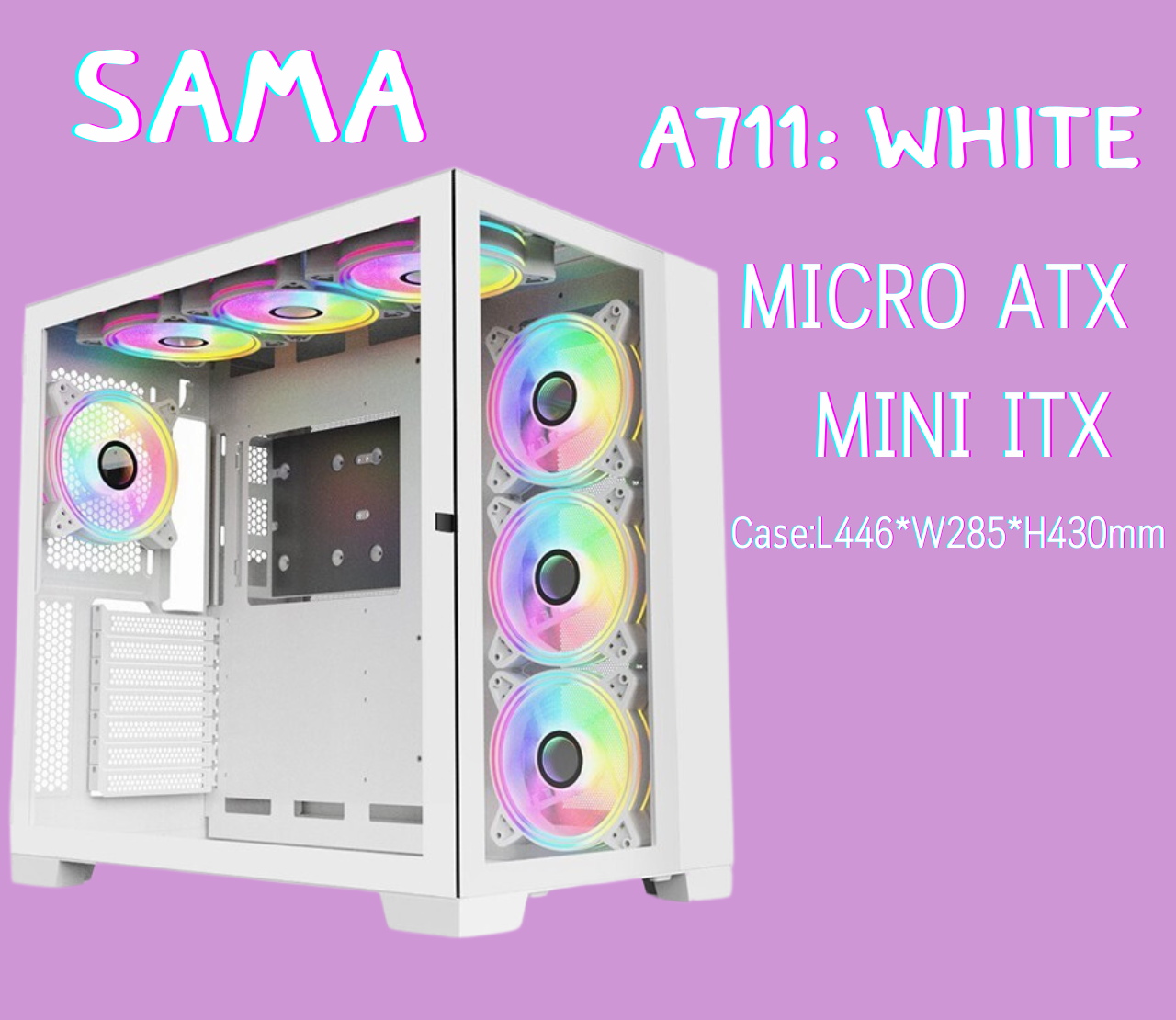 A711 ( (WHITE)) Case (เคสคอมพิวเตอร์) SAMA พัดลม 4 ตัว (ATX , MICRO ATX ...