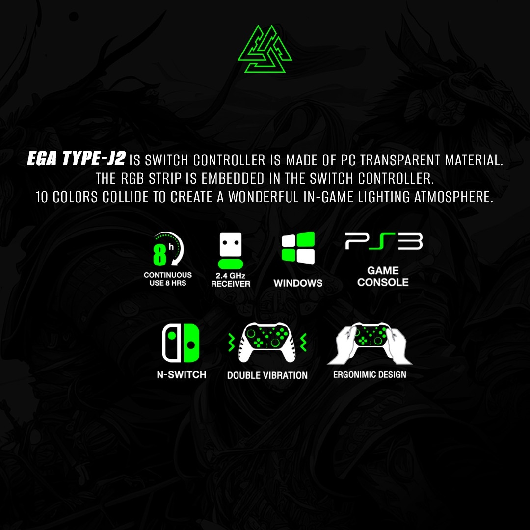 จอยเกมมิ่ง EGA TYPE J2 Wireless 2.4G ไฟ RGB 10 สี สามารถปิดไฟได้ สินค้า ...