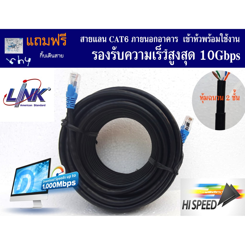 Link สายแลน CAT6 US-9106-1 (ภายในอาคาร) ยาว 100M. สีขาว - WIS ASIA - ThaiPick