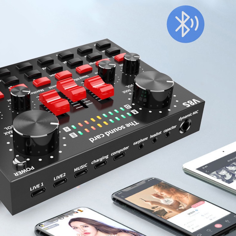 V8S Audio Live Sound Card การ์ดเสียง for Phone Computer USB Headset ...