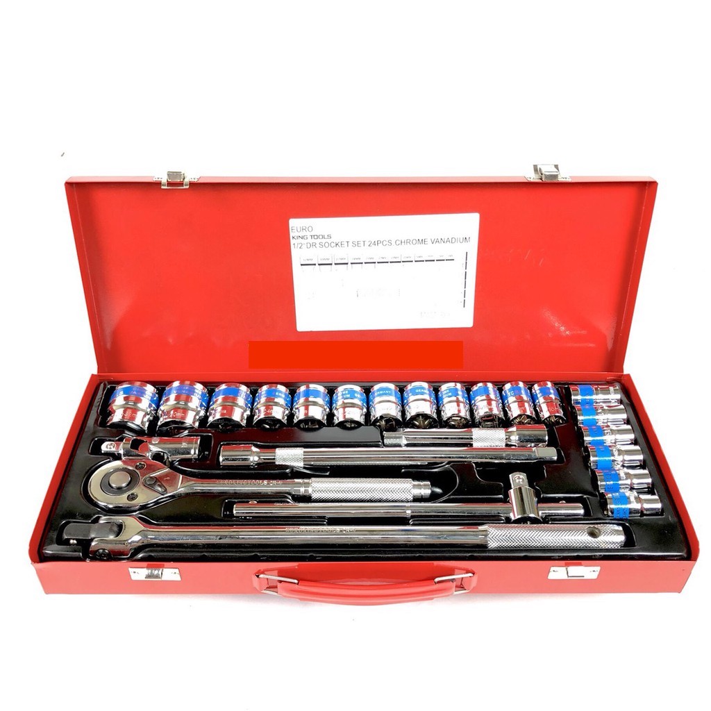 ชุดบล๊อก EUROPA KING TOOLS 24PCS 1/2 DR SOCKET SET ( สีเงิน ) 24 ชิ้น ...
