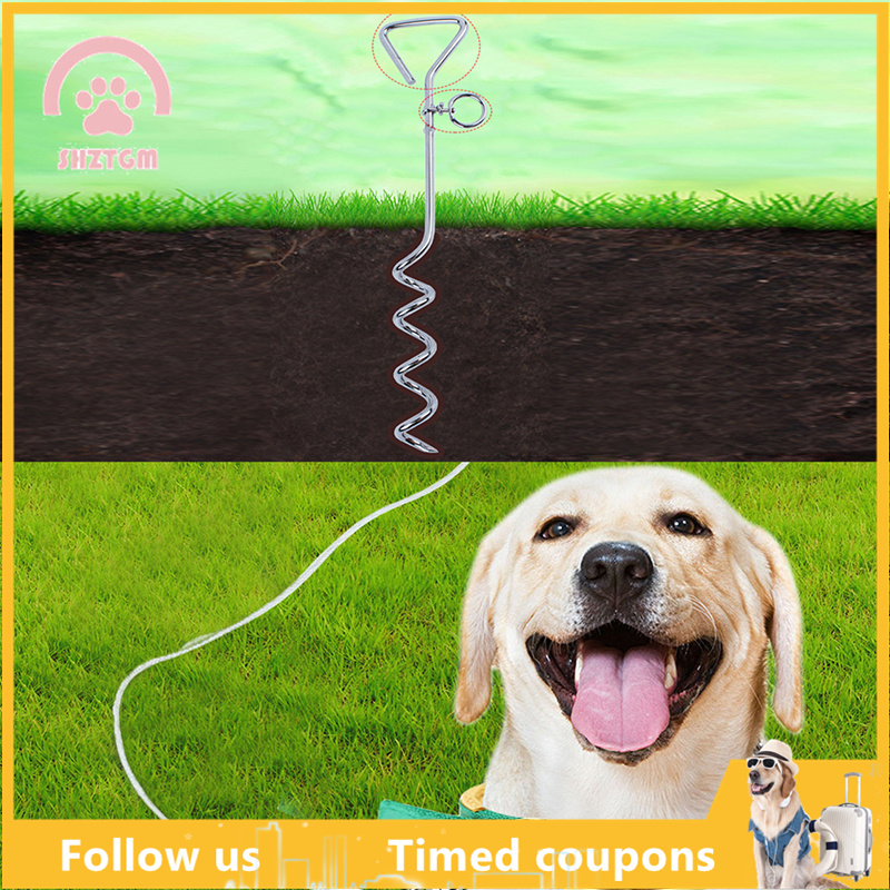【SHZTGM】 Spiral Anchor Cork Screw Dog Tie Out Stake Lead Chain Outdoor ...