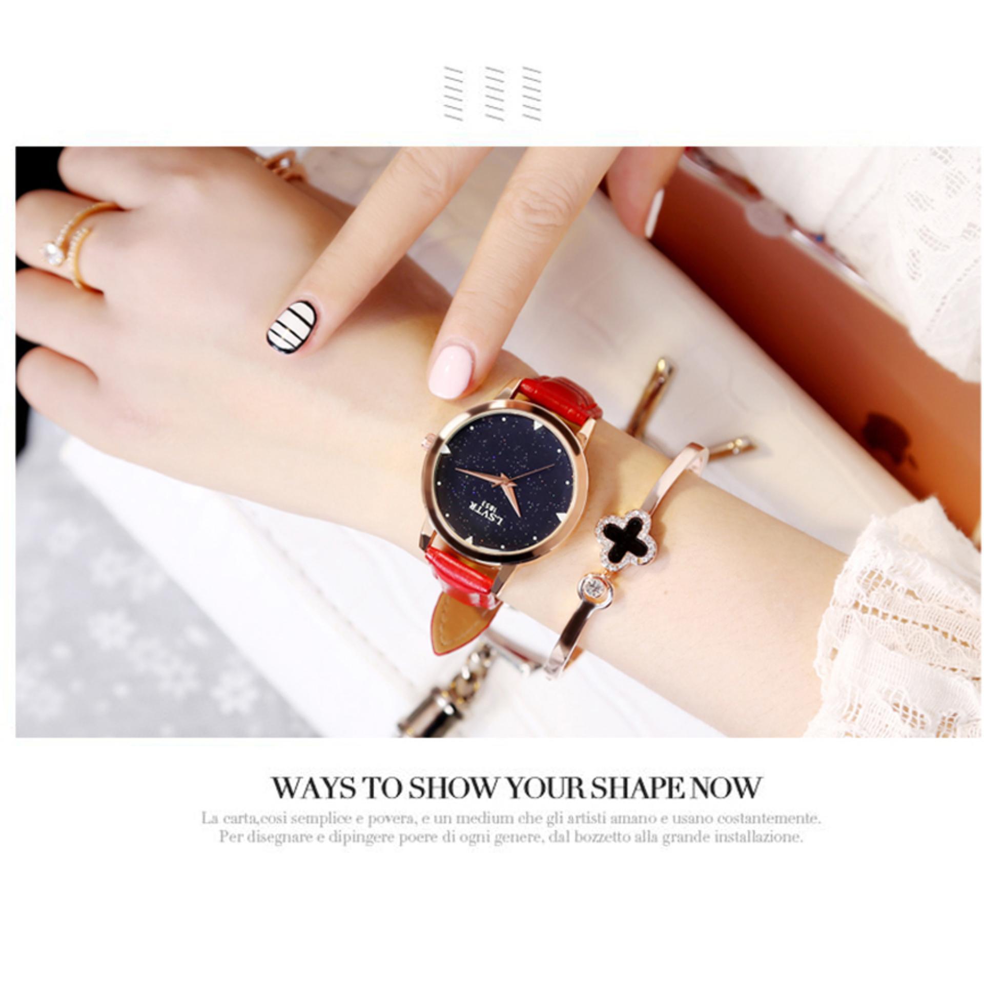 KPshop นาฬิกาผู้หญิงสายหนัง นาฬิกาข้อมือแฟชั่น นาฬิกาผู้หญิงนิยม รุ่น LC-068 (สีแดง) - KPshop ...