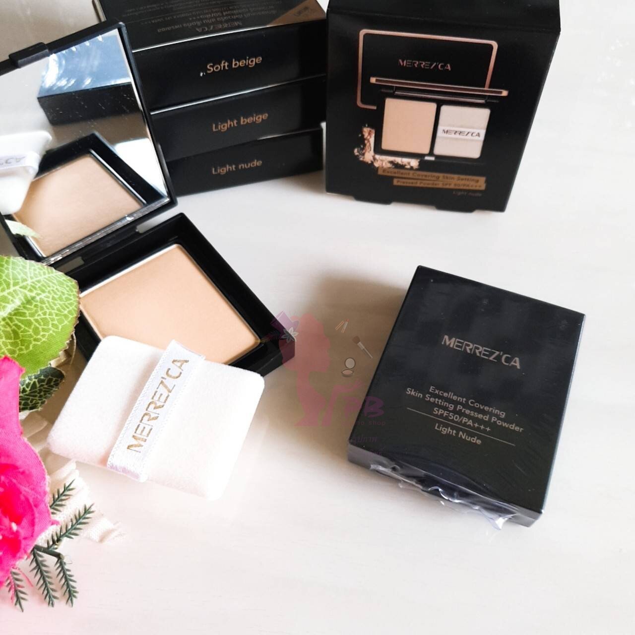 Merrez'ca Excellent Covering Skin Setting Pressed Powder แป้งพัฟเมอร์เร ...