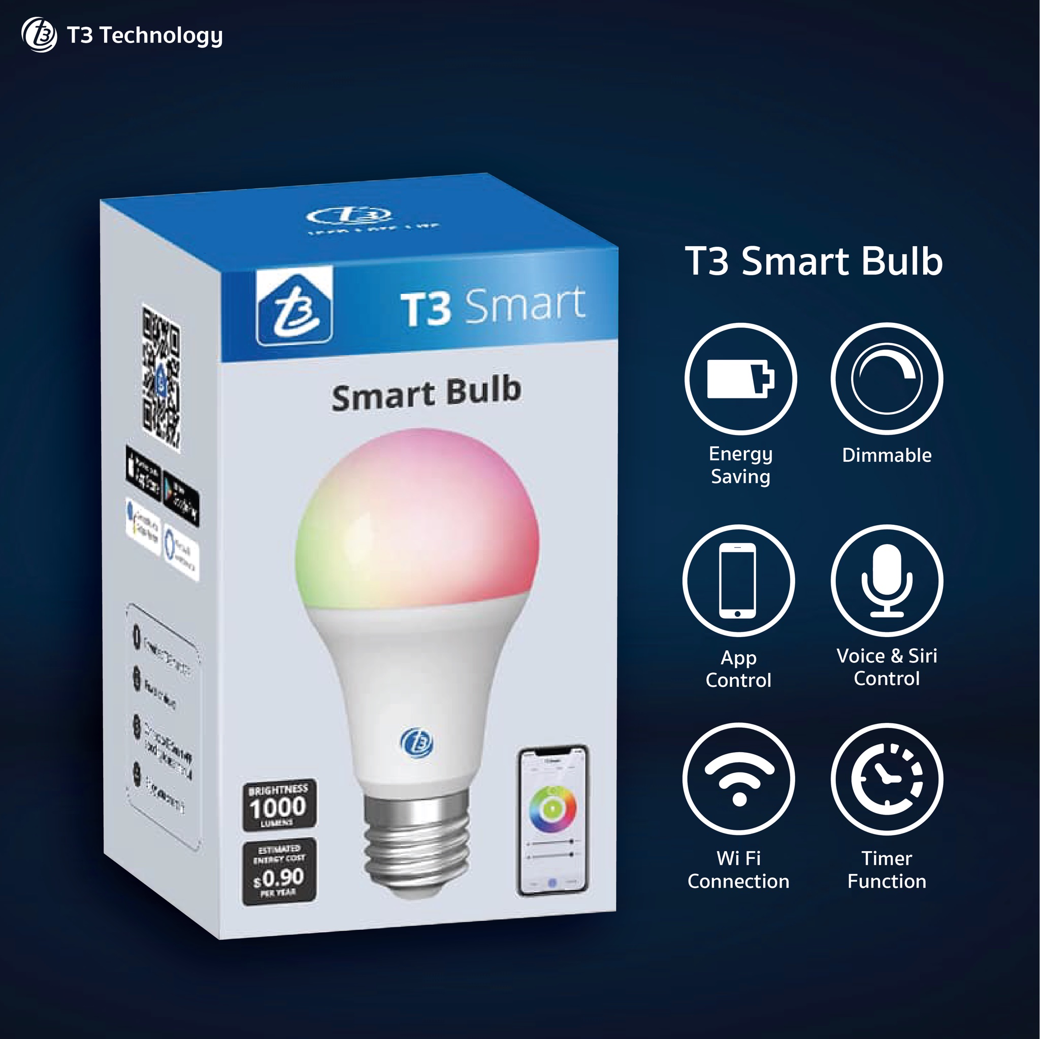 Look good shop T3 Smart Bulb หลอดไฟอัจฉริยะ E27 9W หลอดไฟLED ปรับสีมาก ...