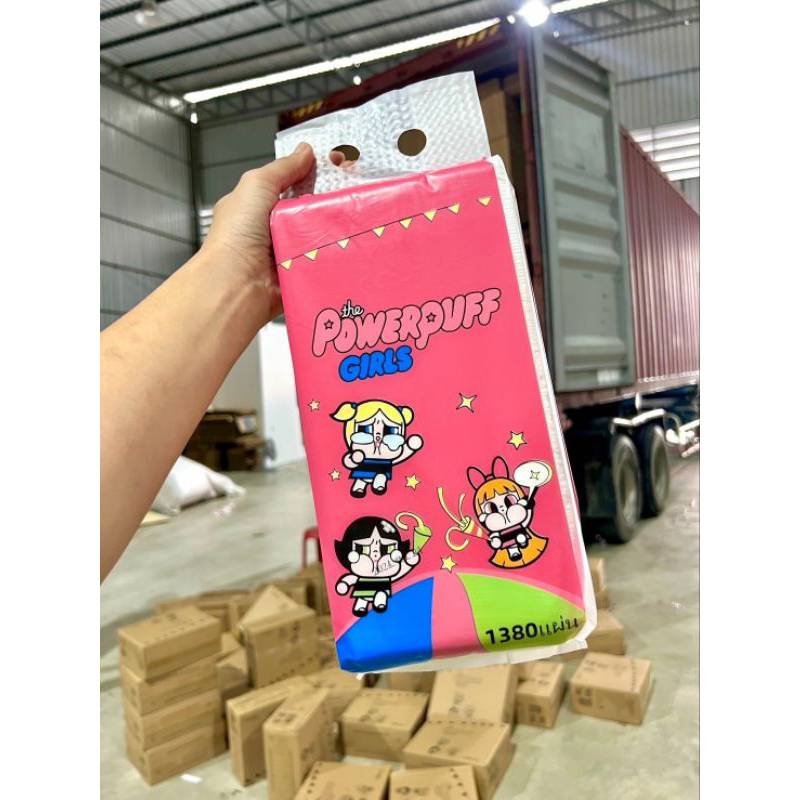 (ขายแยกเป็นแพ็ค) กระดาษทิชชู่แบบดึงPowerpuff LABUBU แขวนได้ ซึมซับน้ำ ...