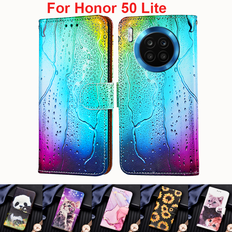 Wallet Cover For Honor 50 Lite Case Book Coque on Honor 50 Light Flip ...