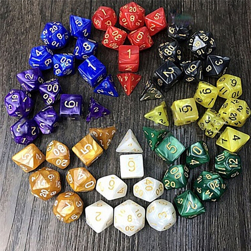 YCG 7pcs/lot Dice Set D4,D6,D8,D10,D10%,D12,D20 6 Colors Different ...
