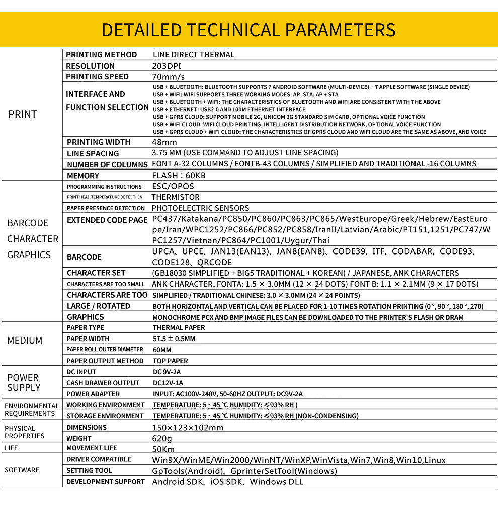 Gainscha GP-ISH58 USB BT เครื่องพิมพ์สลิป-ใบเสร็จ Receipt Printer ...