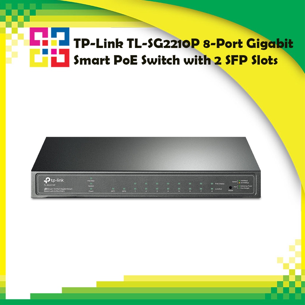 TP-LINK TL-SG2210P 8-Port Gigabit Smart PoE Switch with 2 SFP Slots ...