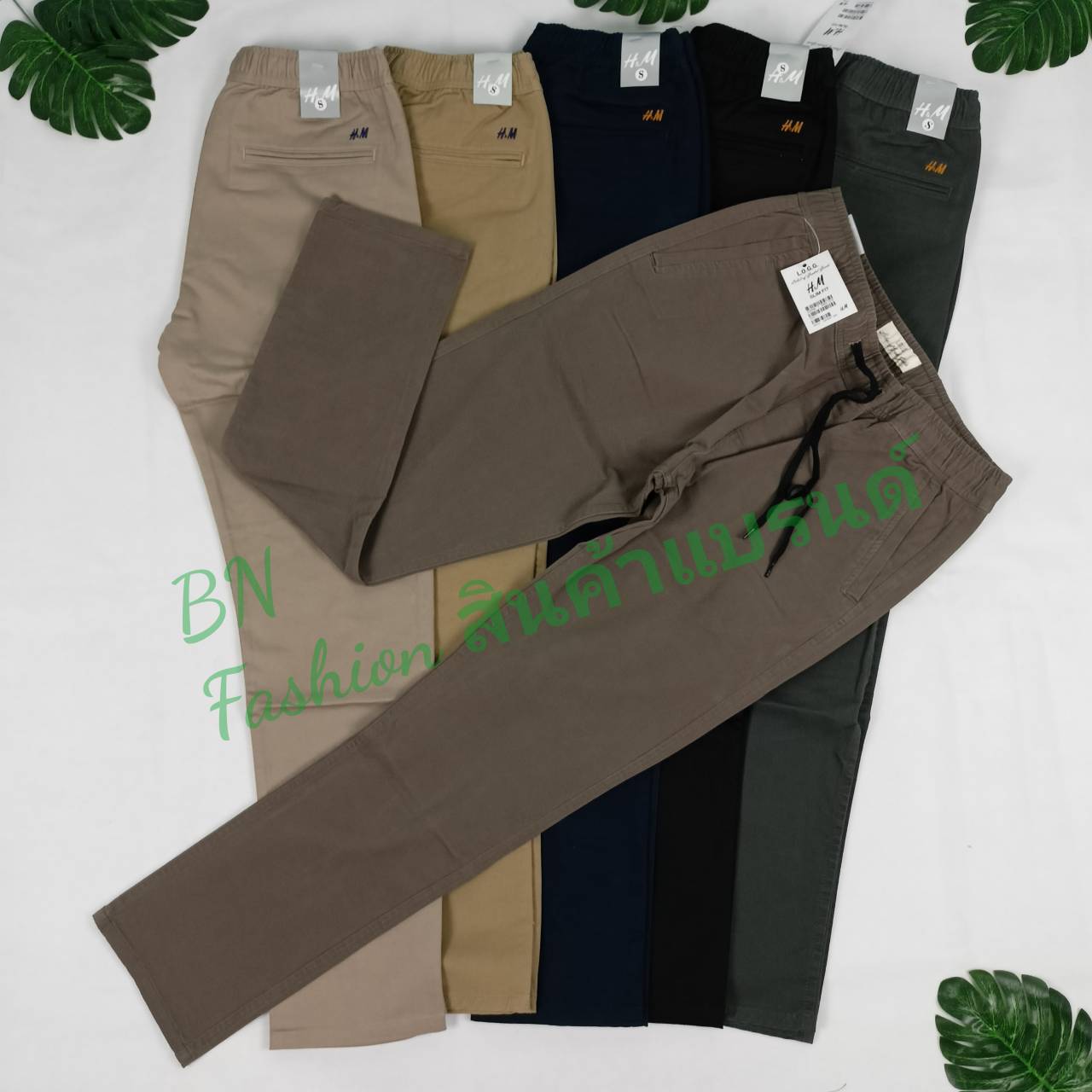 ็H&M SLIM FIT L.O.G.G. กางเกงขายาวผู้ชาย/ผู้หญิง ทรงกระบอกเล็ก - BN Fashion สินค้าแบรนด์ - ThaiPick