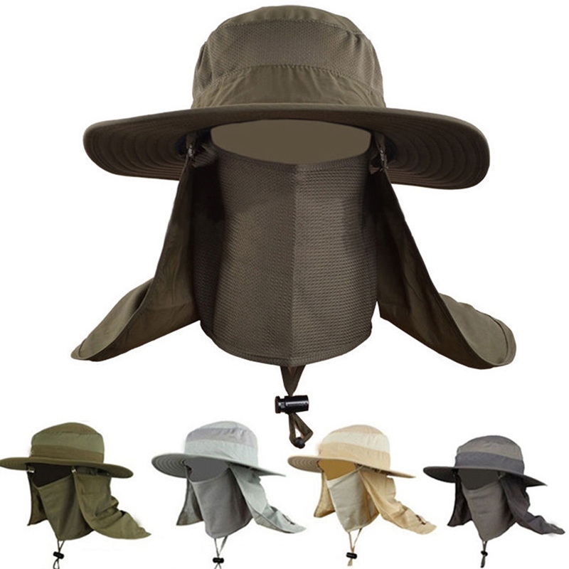 Outdoor Men Women Large Round Brim Sun Block Quick Drying Fishing Hats ...