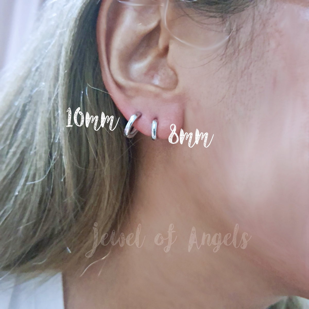 พร้อมส่ง ต่างหูก้านเงินS925 ต่างหูห่วงเบสิคหนา ขอบเหลี่ยม รุ่นห่วงเล็ก 8mm 10mm 12mm สีเงิน ...