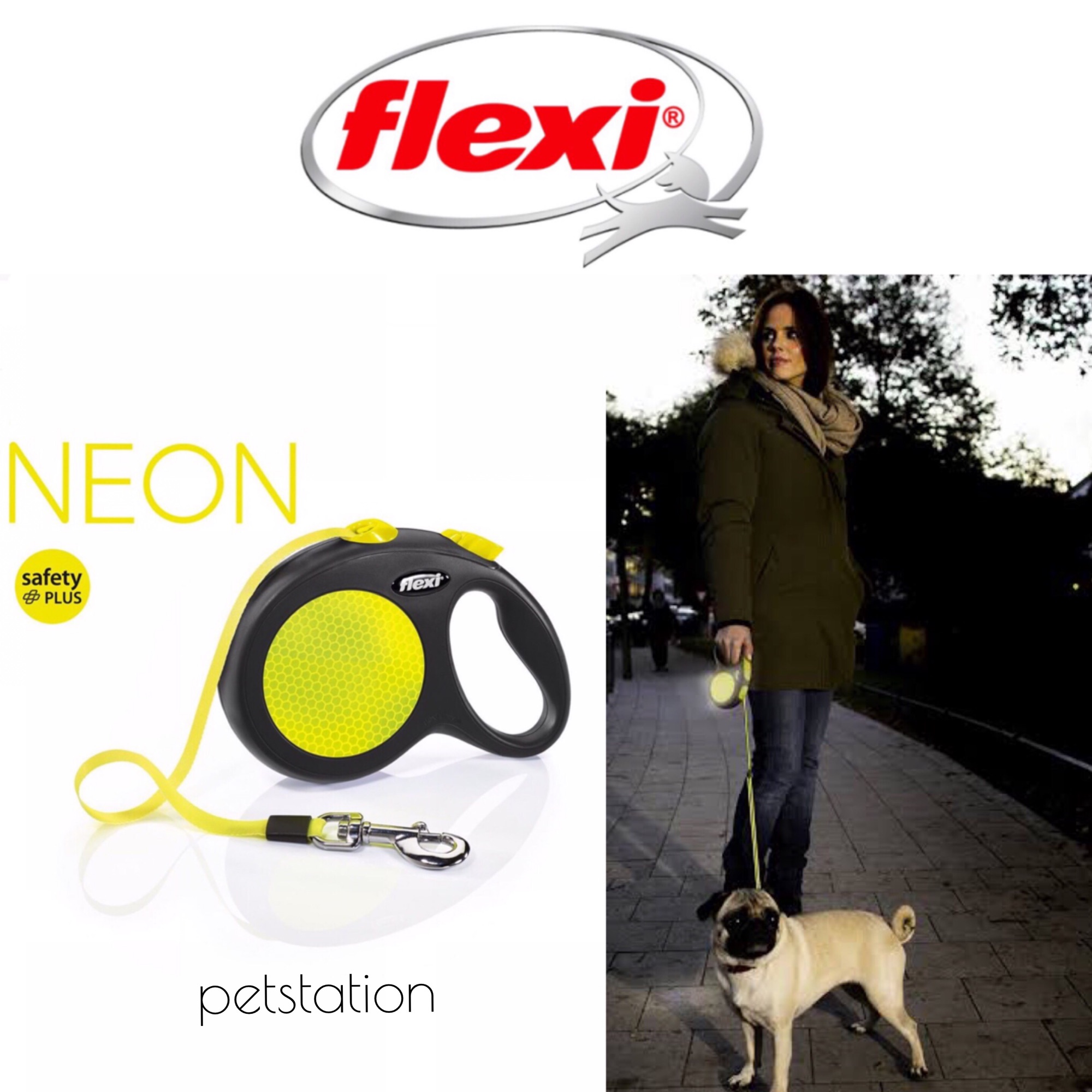 Flexi Neon ตลับสายจูงอัตโนมัติ | Lazada.co.th