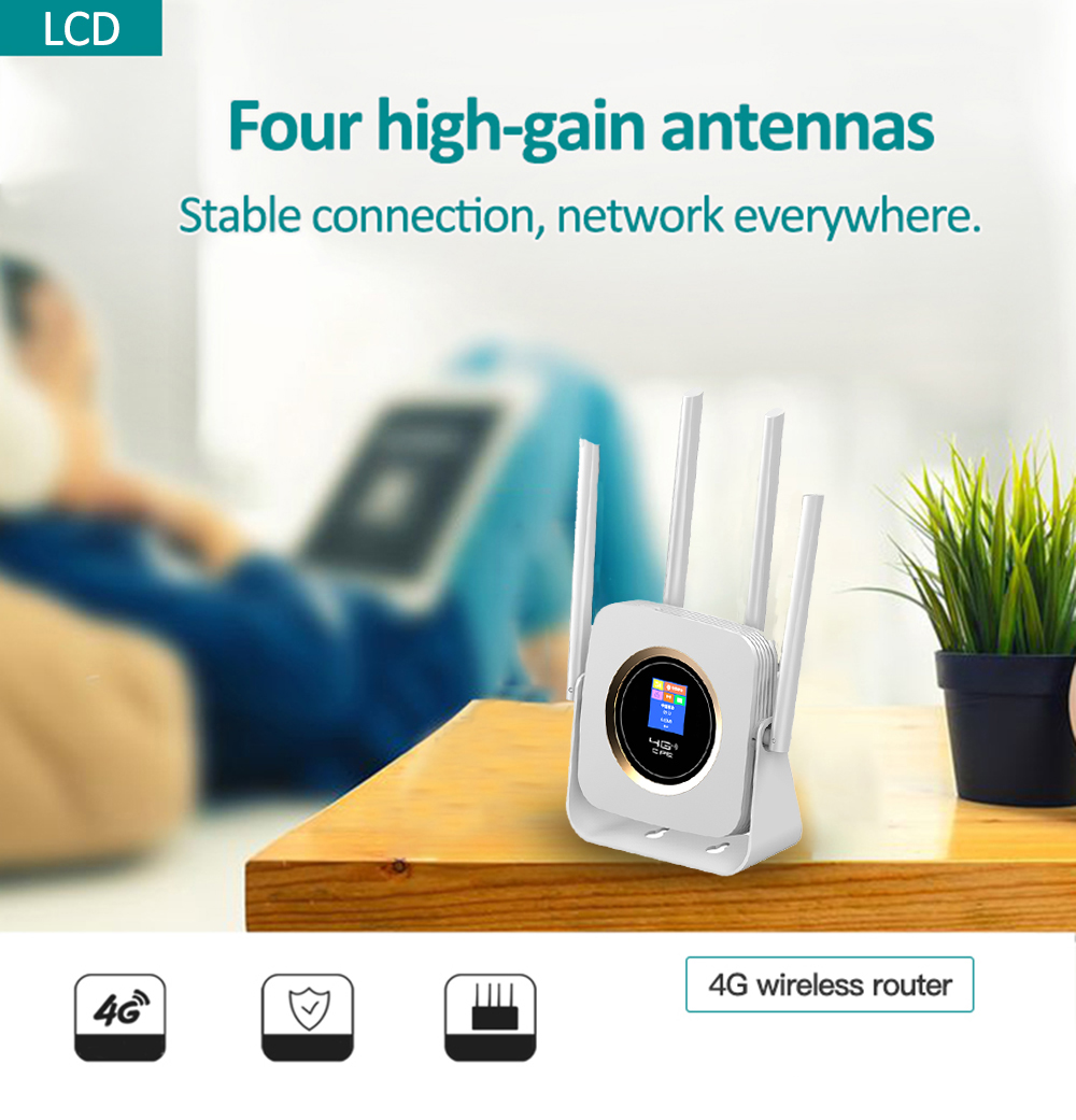 TianJie 4G Lte Router Sim CPE 4G Modem Mobile Hotspot Wireless Wifi Broadband 4 Wifi Antenna ...