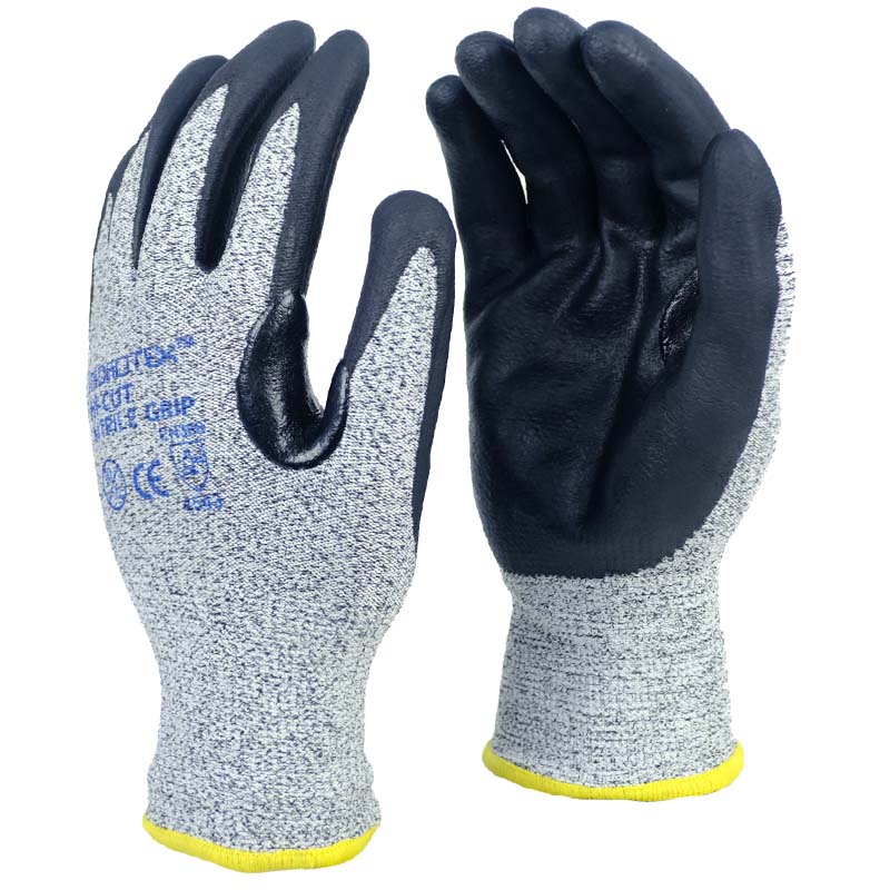 ถุงมือกันบาดเคลือบไนไตรเสริมง่ามนิ้วทัสกรีนได้ MICROTEX รุ่น CUT5 ...