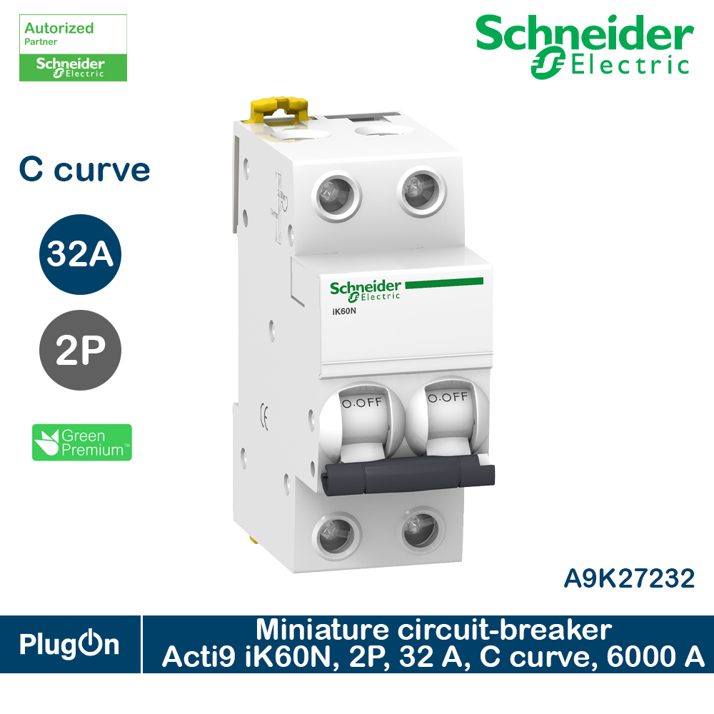 A9K27232 - Schneider Electric Miniature circuit-breaker, Acti9 iK60N, 2P, 32 A, C curve, 6000 A ...