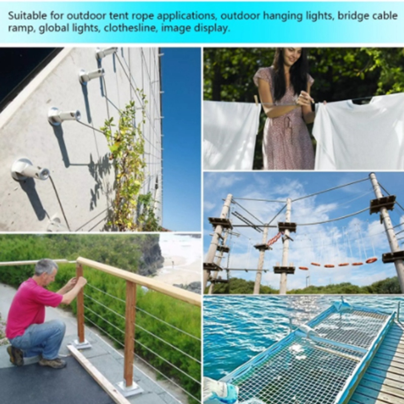 30M Wire Rope Cable Stainless Steel Turnbuckle Cord Kit for Sun Shade ...