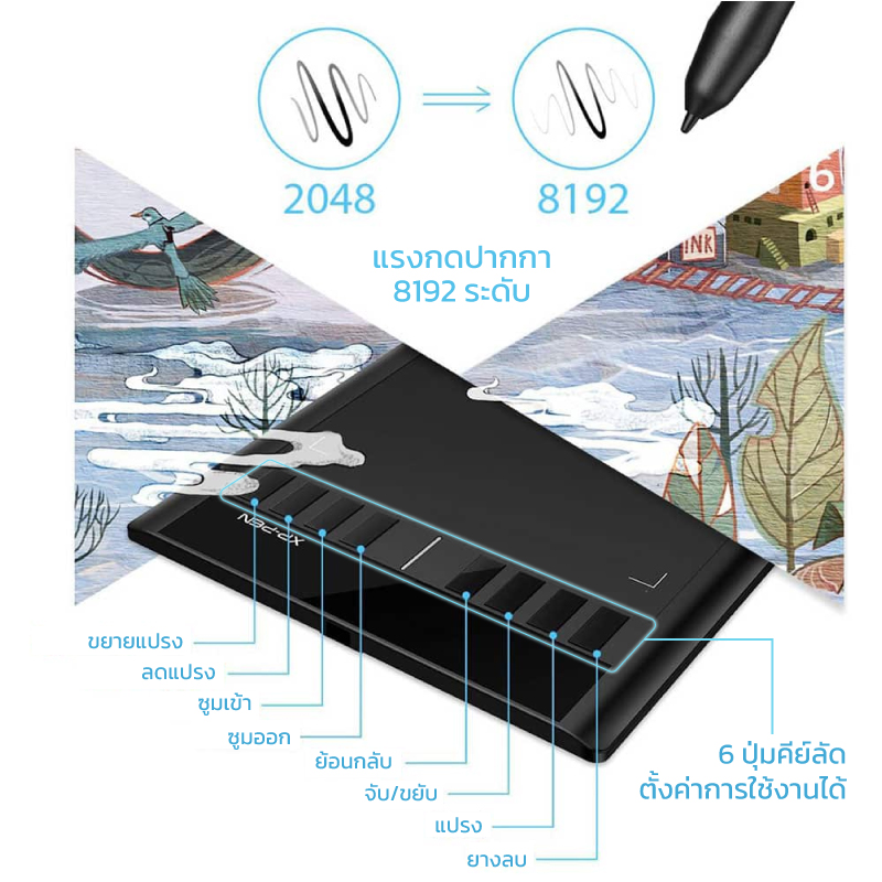 XPPen Star 03 v2 เมาส์ปากกา วาดรูป ไซส์ใหญ่ 10x6 นิ้ว ปากการองรับแรงกด ...