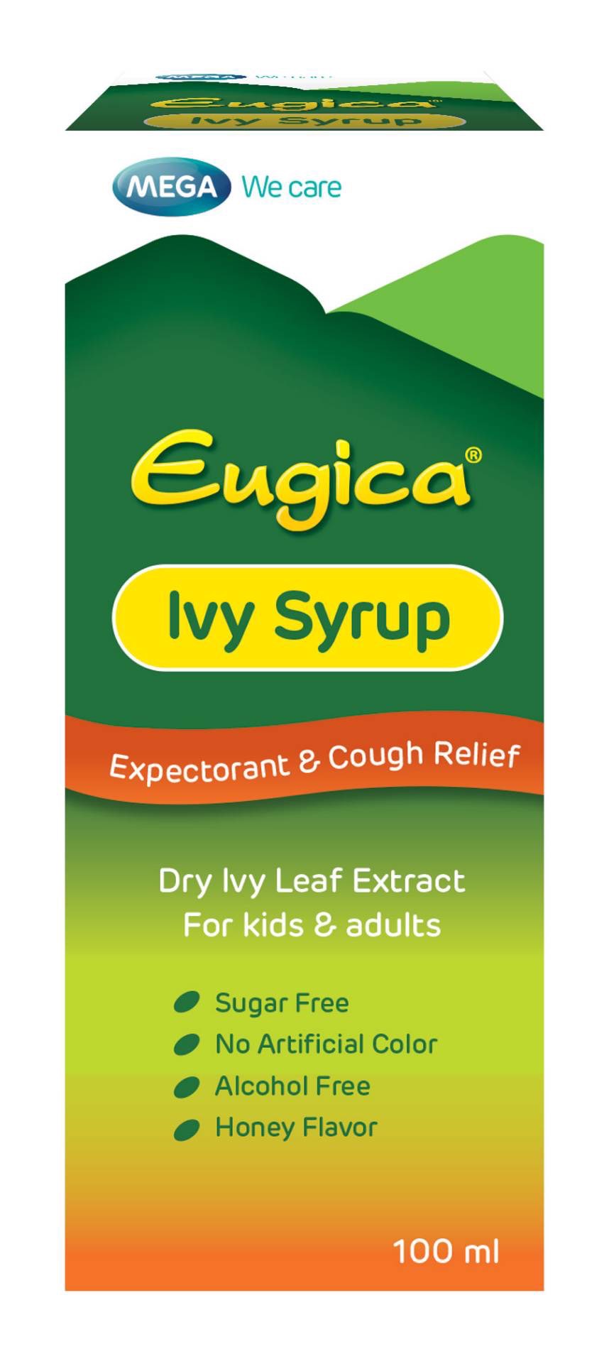 Mega Eugica Ivy Syrup Sachets 20x5 ml., Bottle 100 ml. ยูจิก้า ไอวี่ ไซรัป ชนิด ซอง 20x5 มล. ...