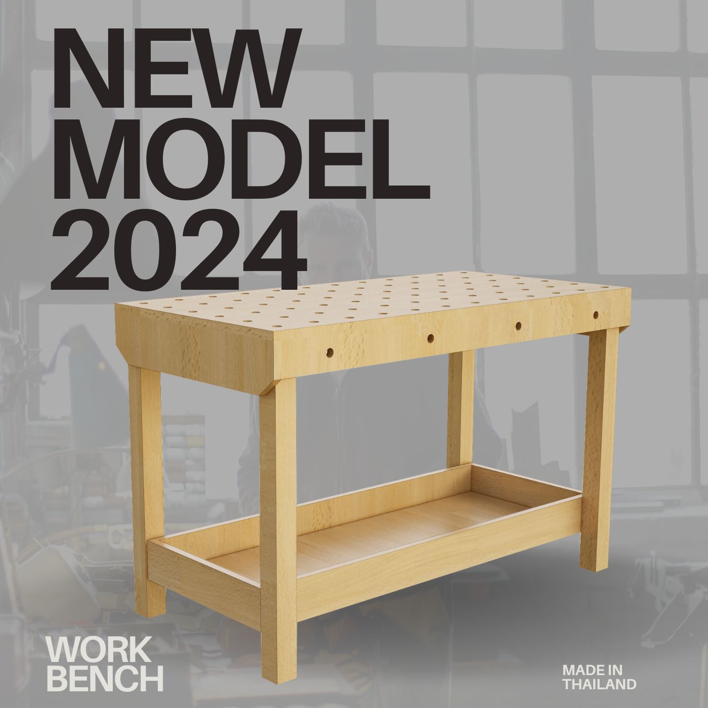 โต๊ะ WorkBench โต๊ะทำงานเอนกประสงค์ ทำงานฝีมือ ทำงานไม้ ไม้ยางพารา (New ...