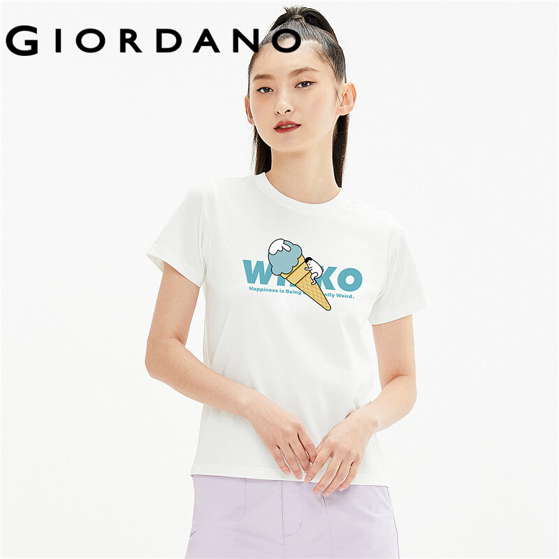 HKHK ผู้หญิงจอร์แดน WHIKO ชุดเสื้อยืดคุณภาพการพิมพ์ Breathable แขนสั้นเสื้อยืด Crewneck ซี่โครง ...