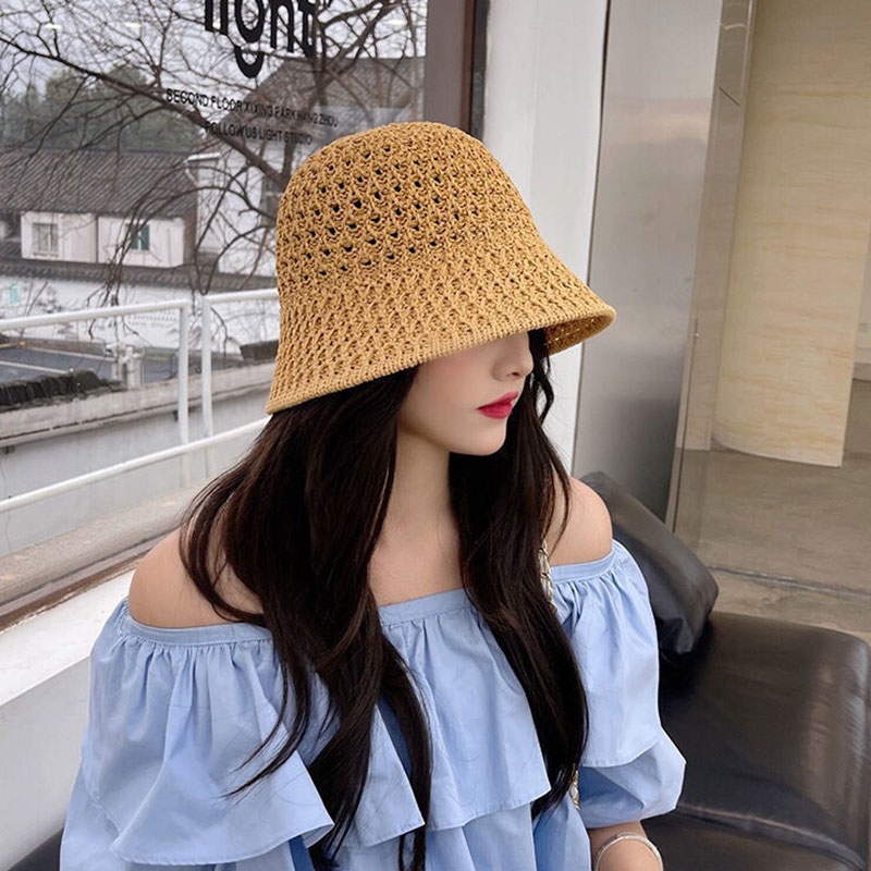 Handmade Crochet Floppy Top Summer Hats Collapsible Dome Bucket Hat ...