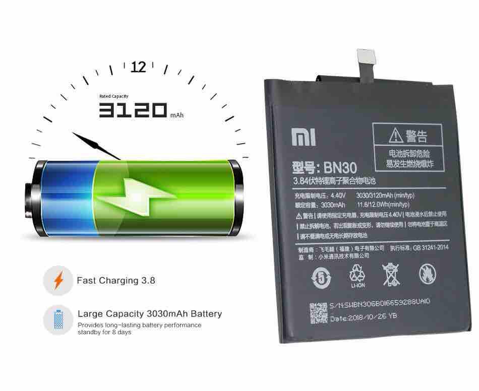แบตเตอรี่ Xiaomi Redmi 4A (BN30) รับประกัน 3 เดือน แบต Redmi 4A Battery ...