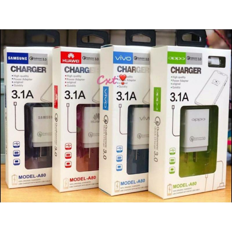 Huawei ชุด หัวชาร์จ + สายชาร์จ Micro usb ยาว 1 เมตร 3.1 A Model-A80 ...