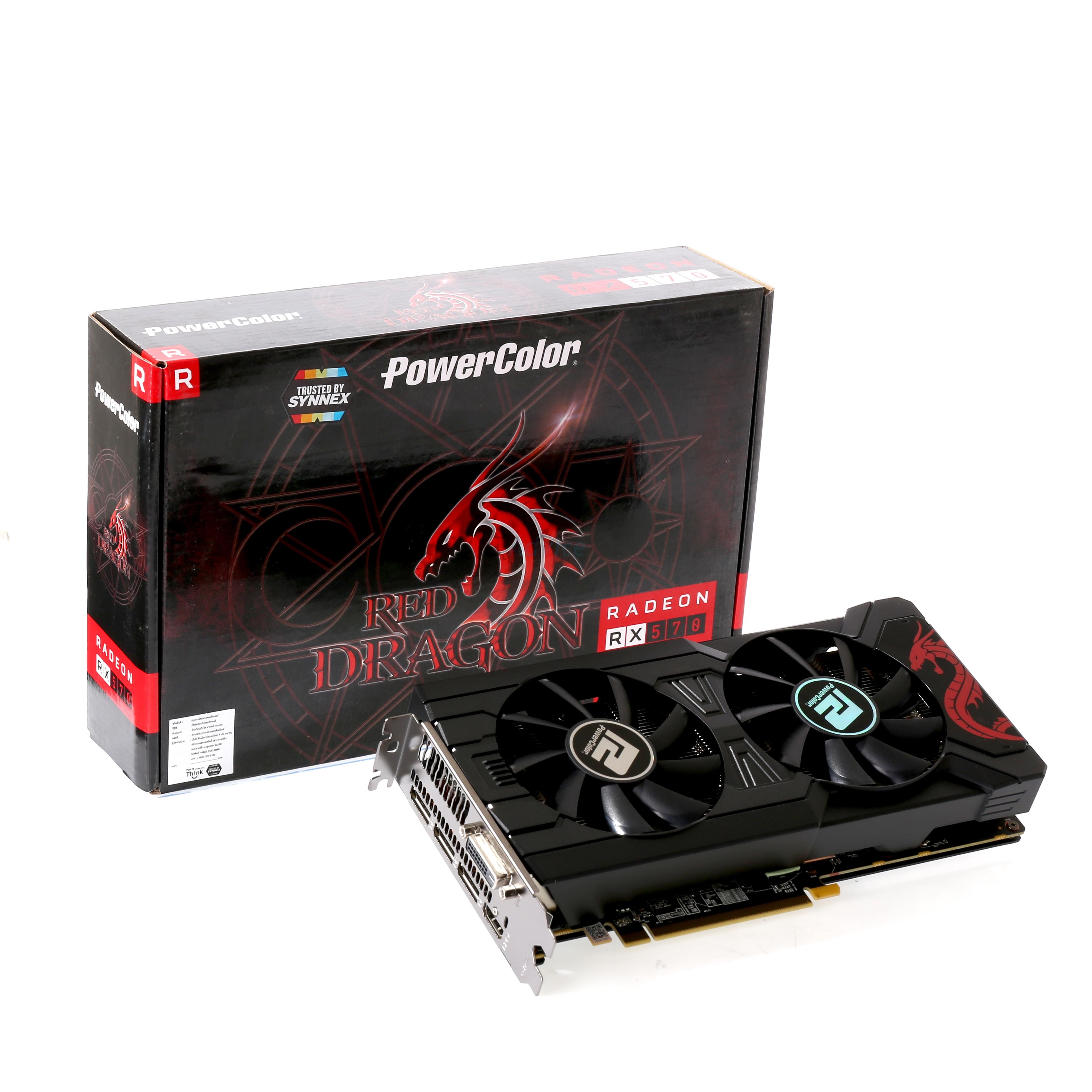 4GB GDDR5 AMD RX570 POWER COLOR RED DRAGON OC การ์ดจอแสดงผล สำหรับ ...