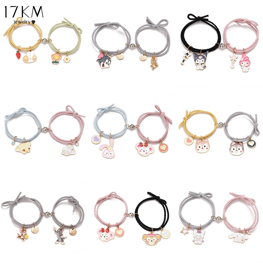 17KM 2Pcs Korean Cartoon Animal Pendant Magnetic Couple celet ...