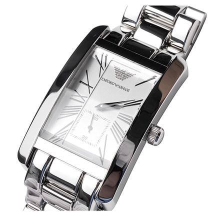 นาฬิกาข้อมือผู้ชาย ARMANI White Dial Rectangle Stainless Steel Bracelet ...