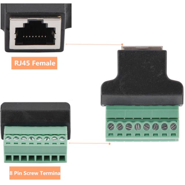 Rj45 to Screw Terminal Block 8p Connector Ethernet rj45 Male Female to ...