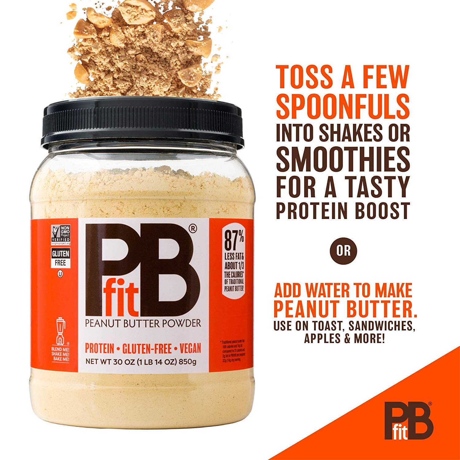 PBfit Chocolate All-Natural Peanut Butter Powder— 15 Oz (425g) 26 ...