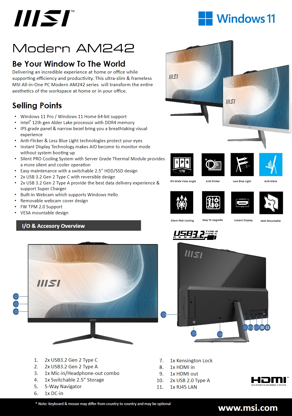 MSI Modern AM242 12M-1001TH (Ci5-1235U512G M.2 PCIe) ALL-in-One ออลอิน ...