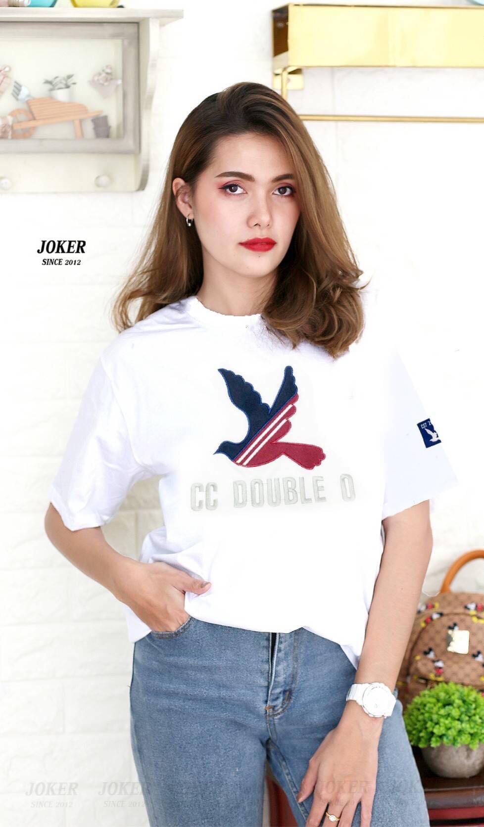 CC-OO เสื้อยืดงานปัก-งานป้าย นกใหญ่ Cotton 100% (SMLXL) ใส่ได้ชาย/หญิง - Dome_pattanapong - ThaiPick